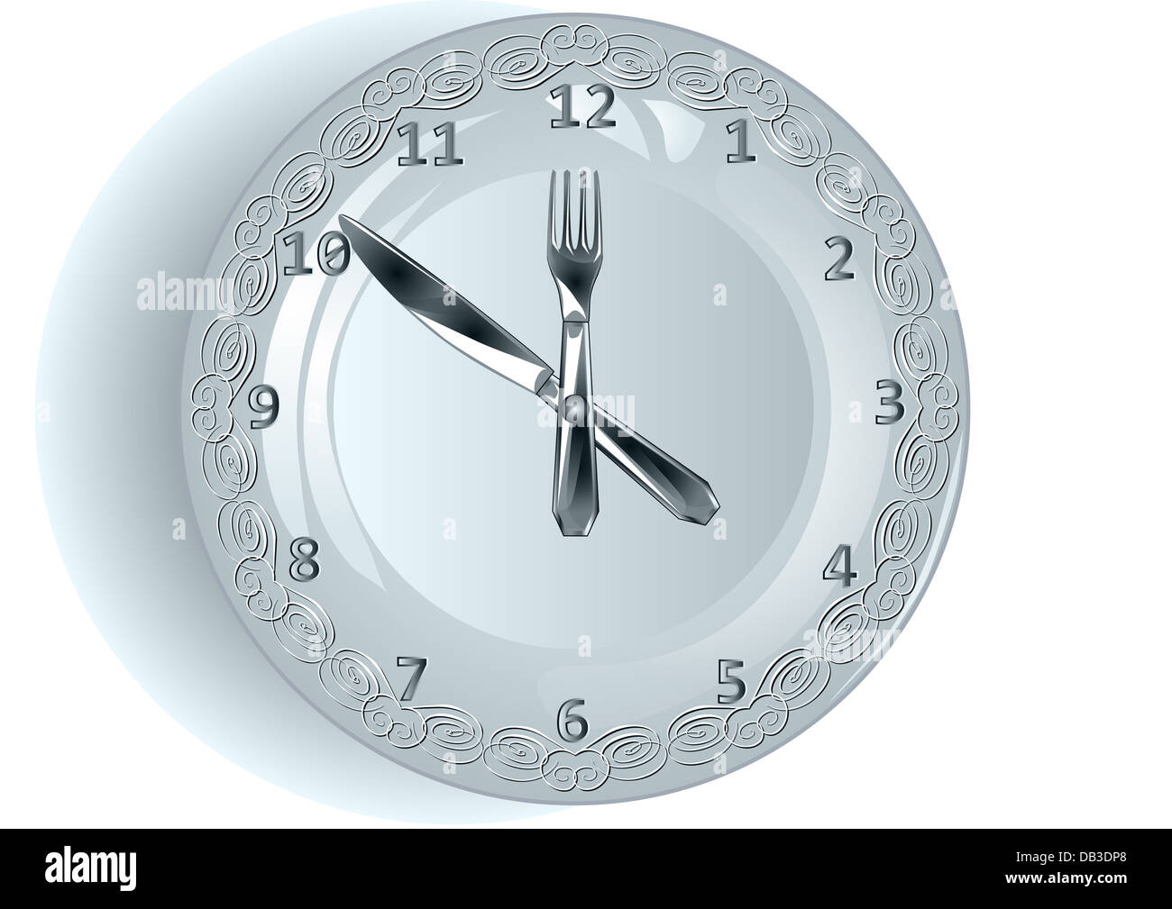 lunch time. plate as clock shows the time lunch Stock Photo - Alamy