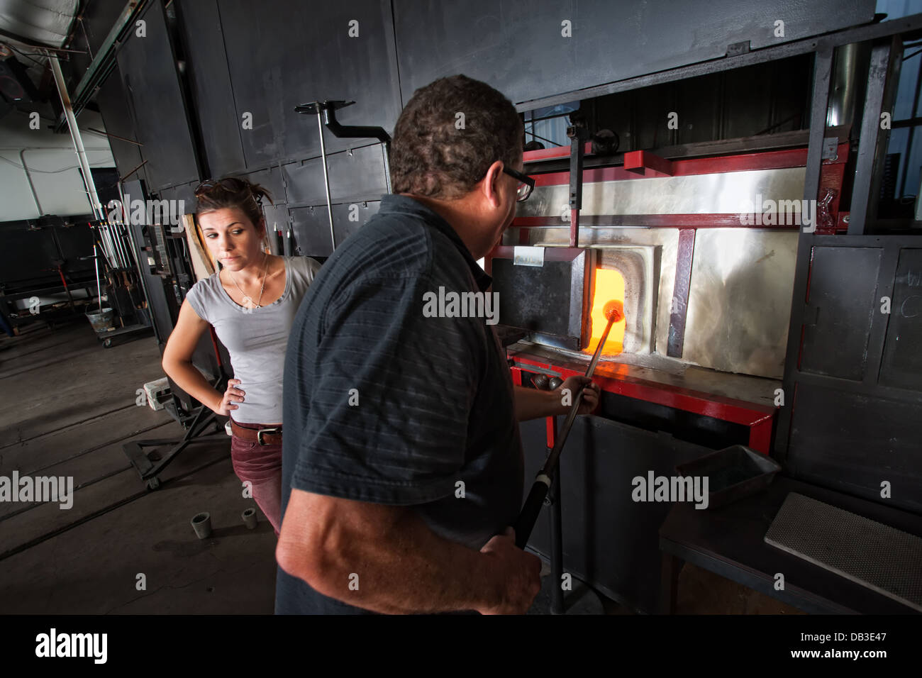 Glass Workers at Kiln Stock Photo - Alamy