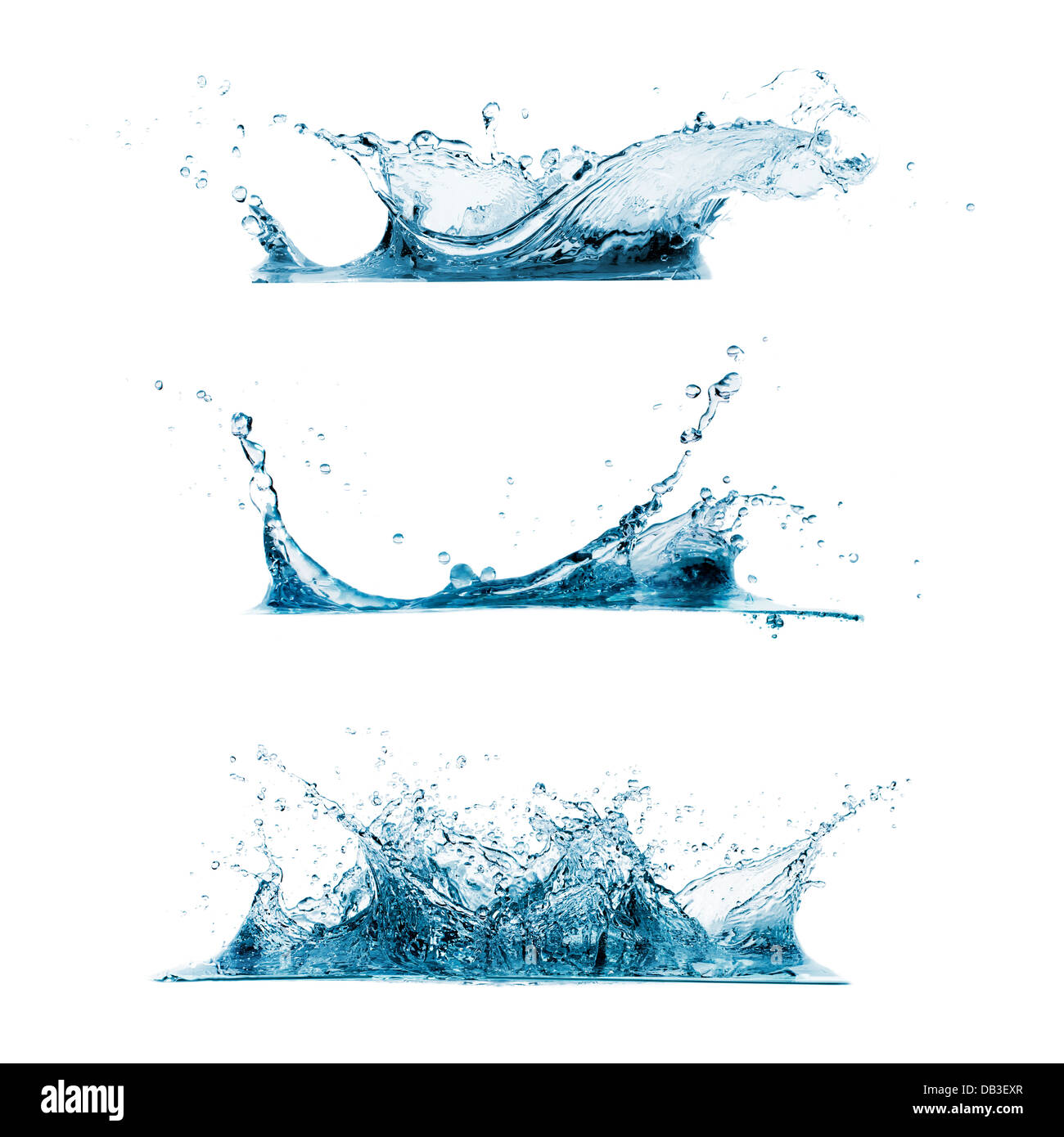 Set of three water splashes Stock Photo - Alamy