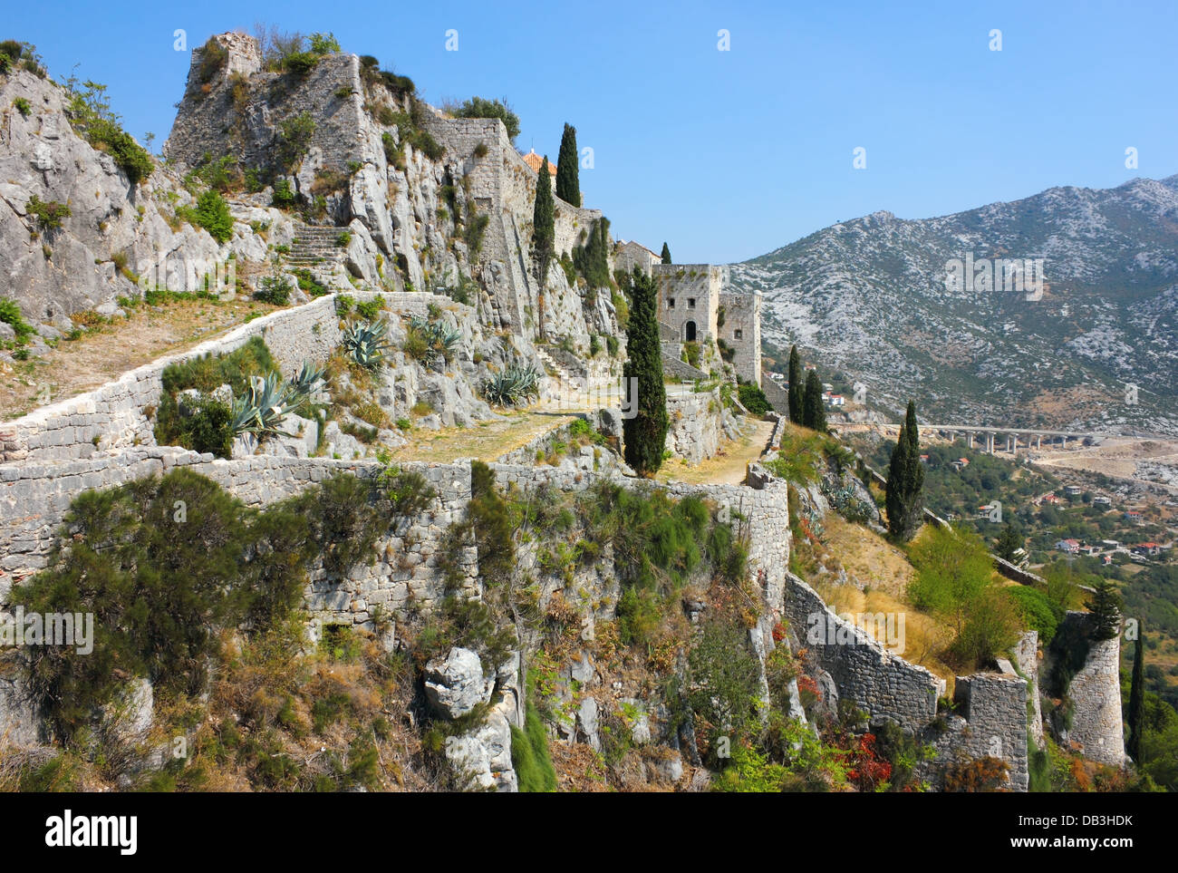 View in a bright sunny day of fortress Klis near Split in Croatia Stock ...
