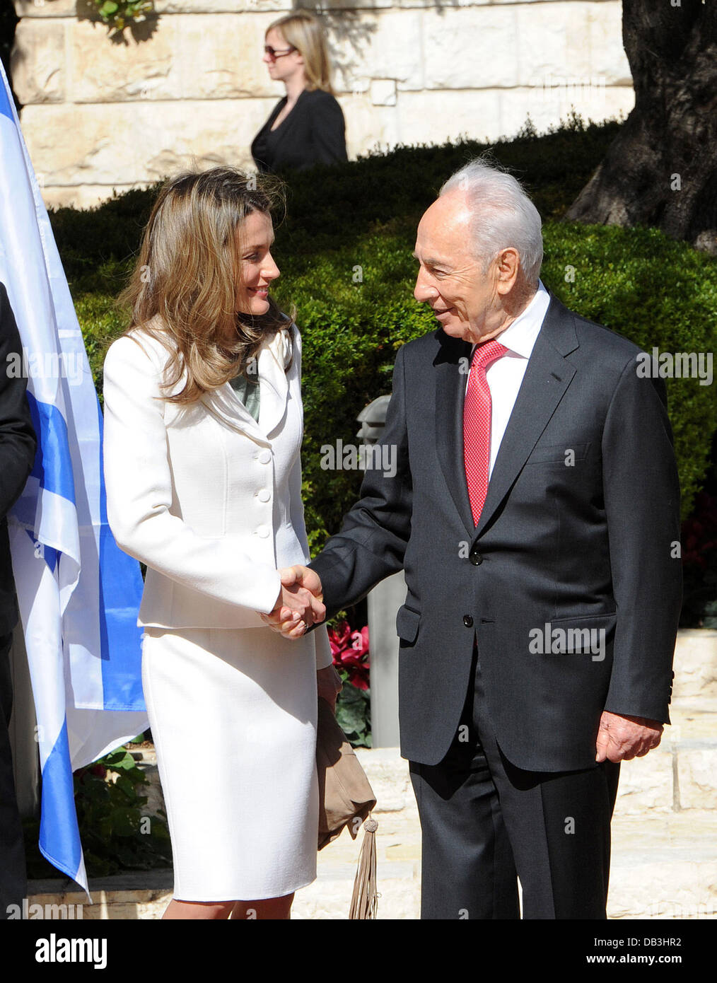 Spanish Royality in Israel Princess Letizia with Simon Peres during a ...