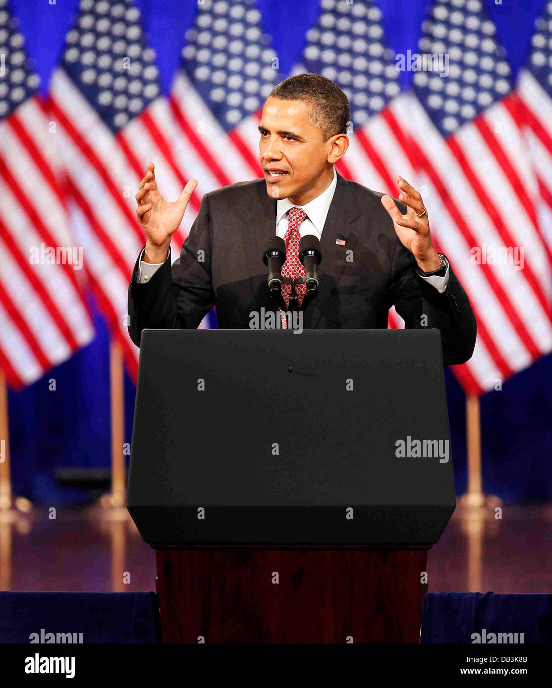 U.S. President Barack Obama spoke to the audience at a fundraising ...