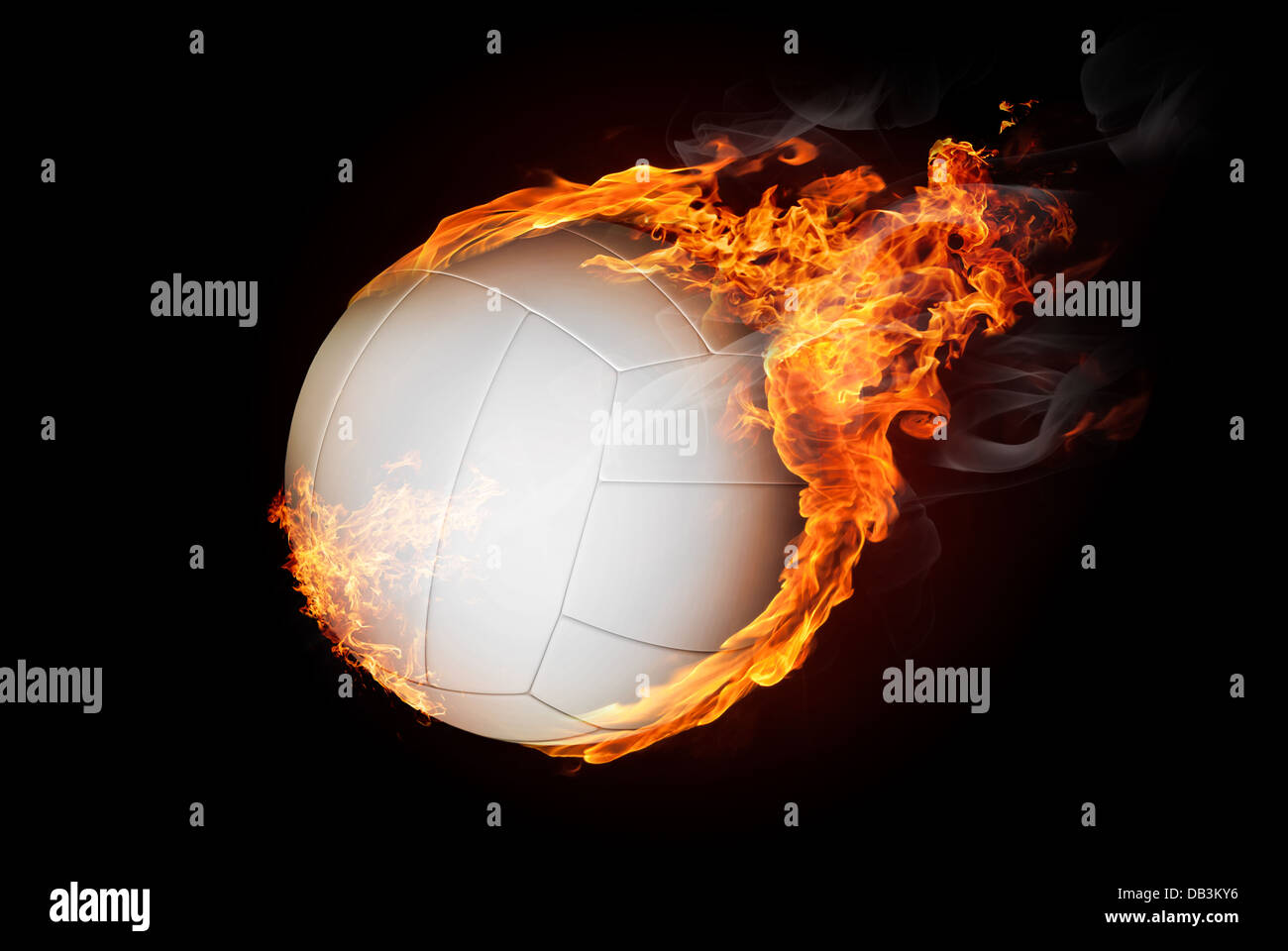 Volleyball ball on fire flying down - illustration Stock Photo - Alamy