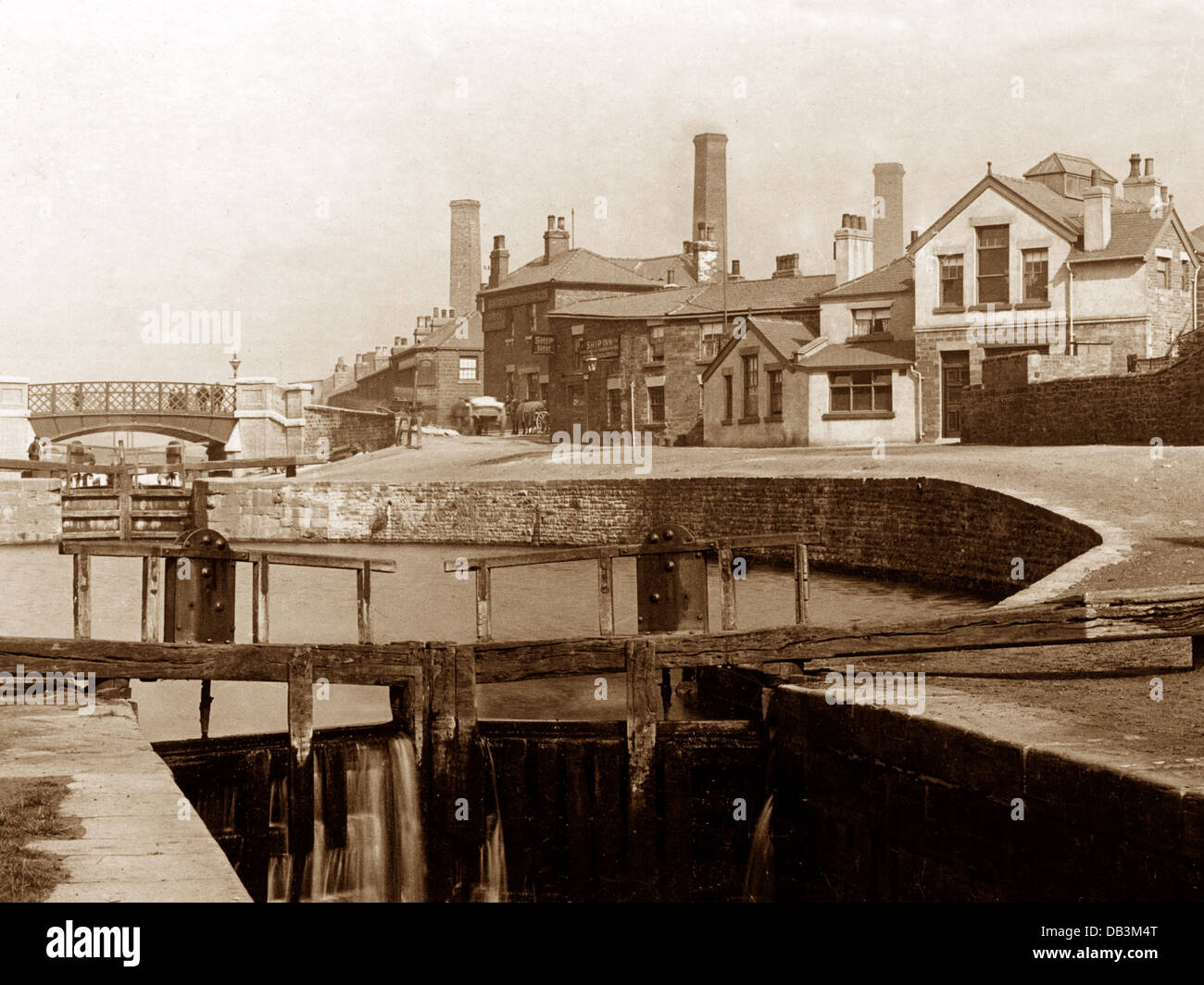 Swinton Canal Lock near Rotherham early 1900s Stock Photo - Alamy