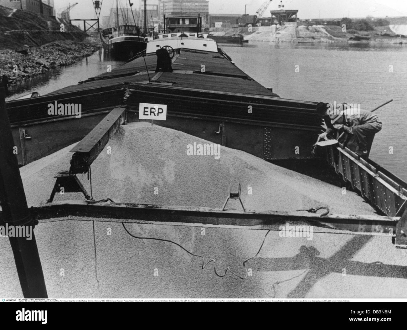 events, post war era, Marshall Plan, controllers checking a load of ...