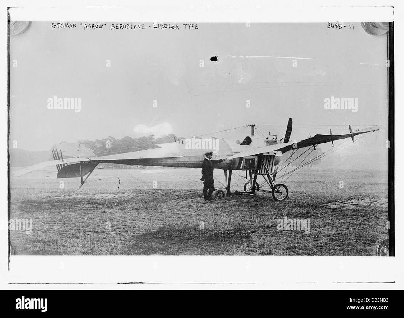 This historical image features the German 'Arrow' plane, a Ziegler-type ...
