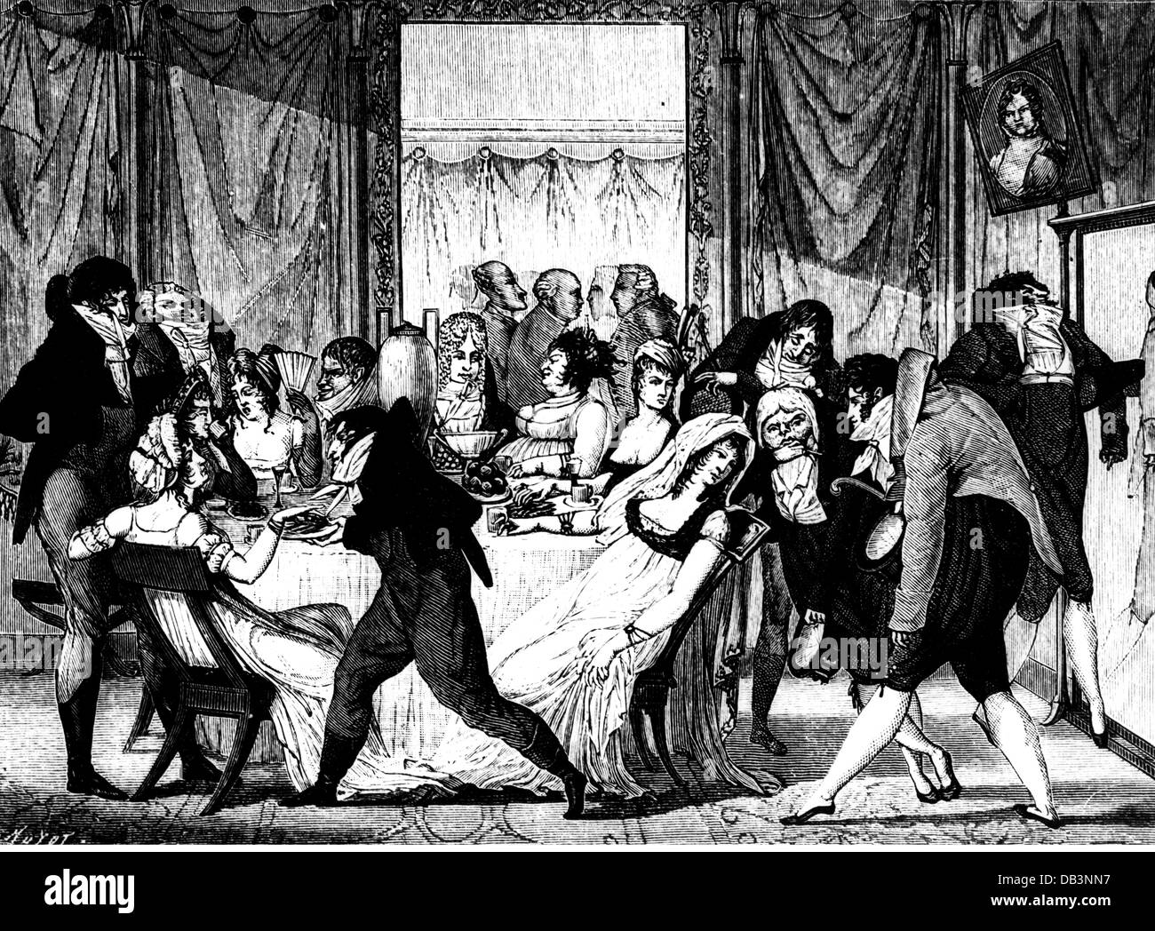 Female sitting table talking Black and White Stock Photos & Images - Alamy