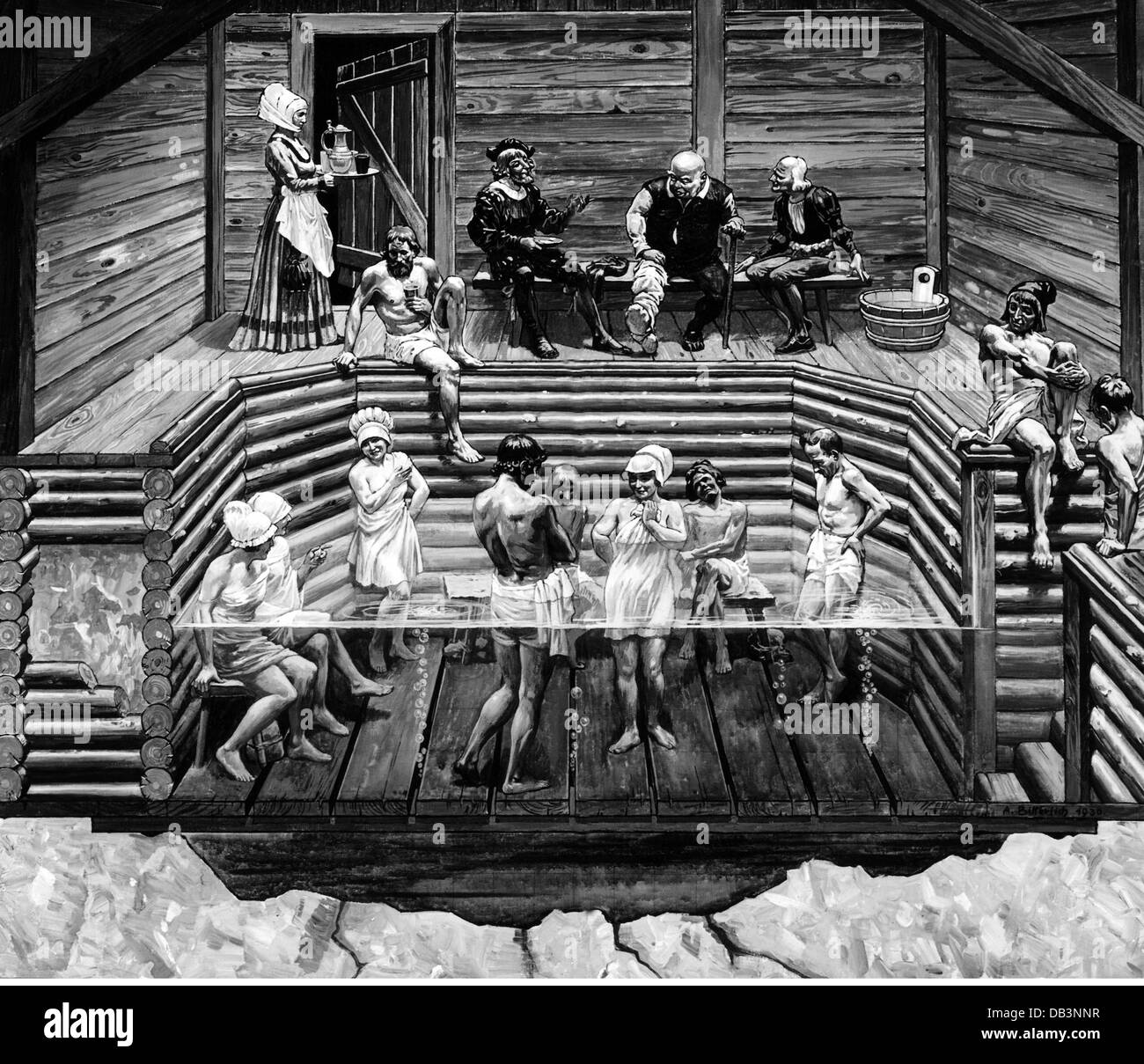 bathing, spa, the great bath at Bad Warmbrunn (Cieplice Slankie-Zdroj ...
