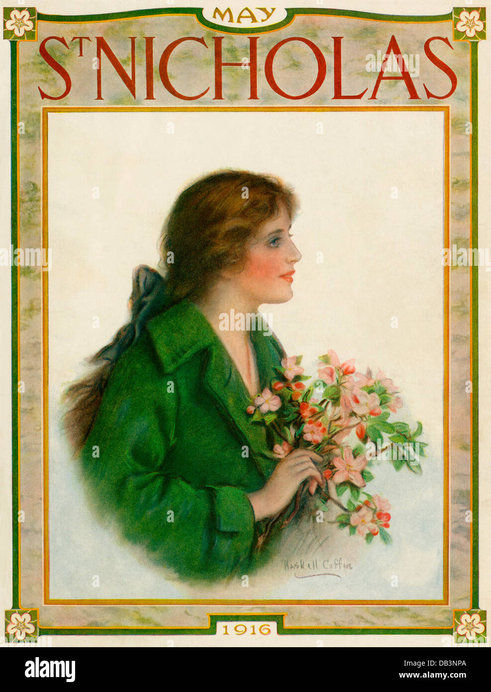 St Nicholas Magazine cover, May 1916. Color halftone illustration Stock ...