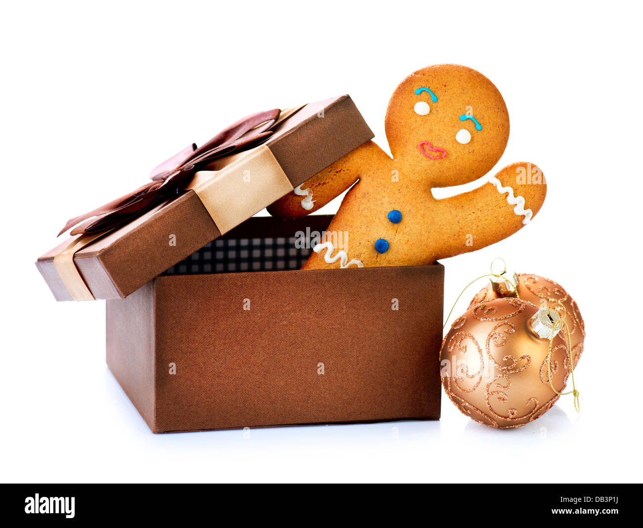 Gingerbread Man in Gift Box. Christmas Holidays Stock Photo - Alamy