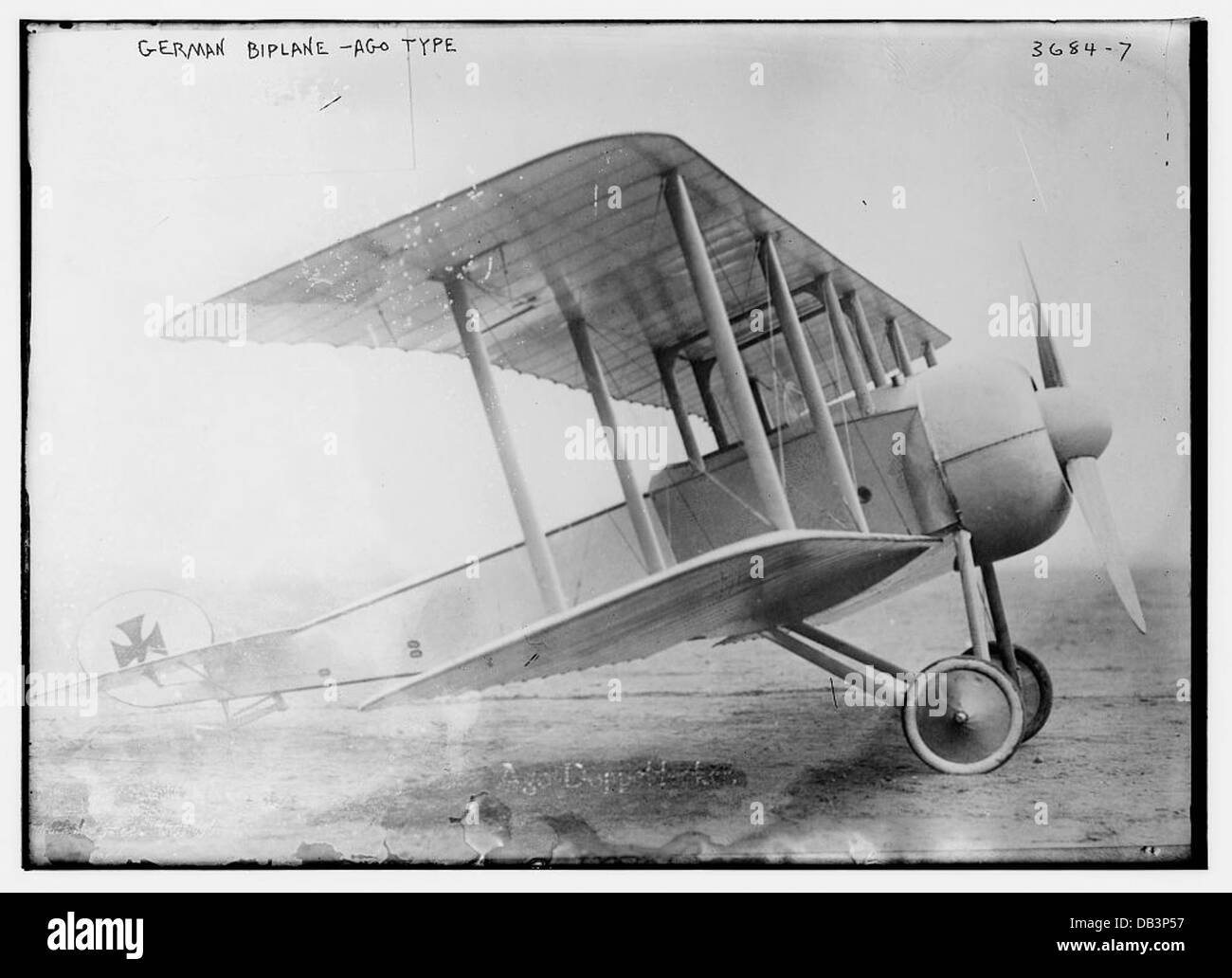 This German Ago type biplane, captured in a photograph by the Library ...