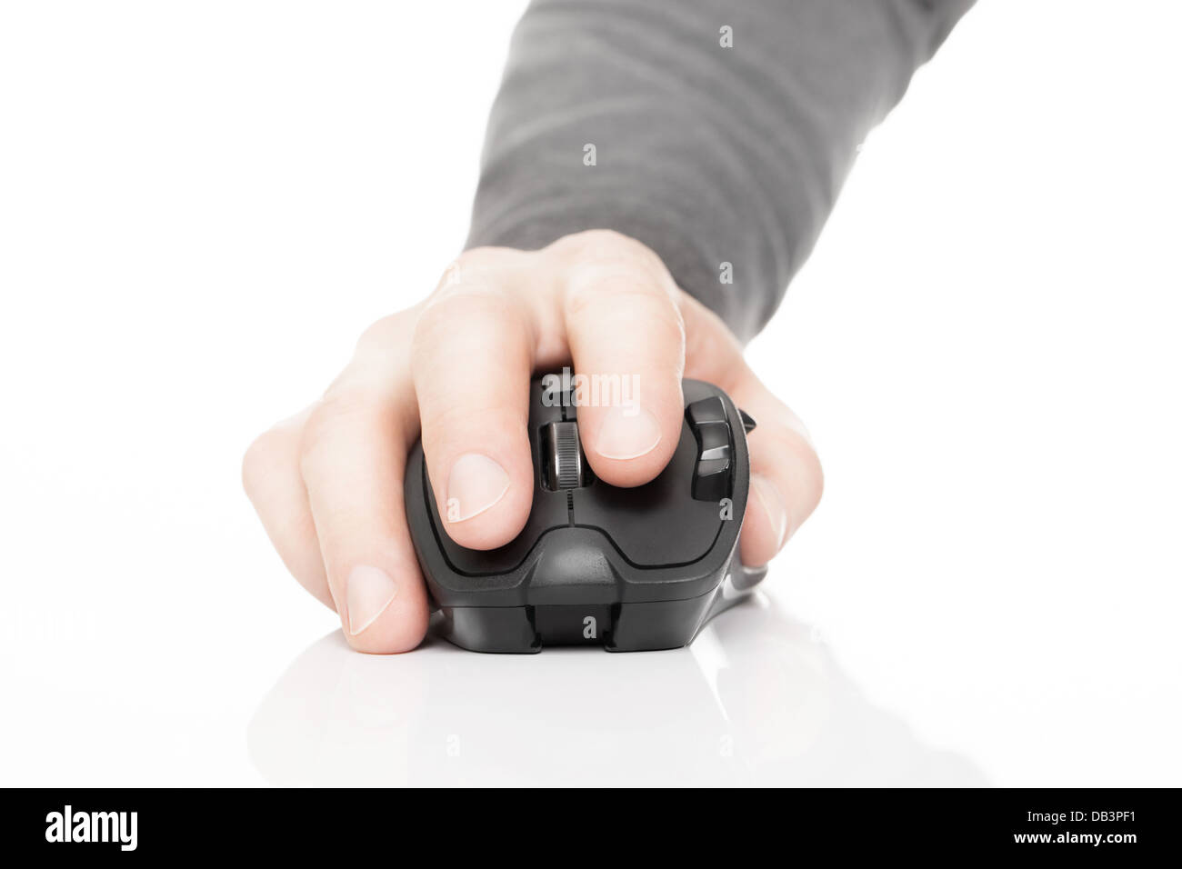 Male hand holding computer mouse isolated on a white background Stock ...