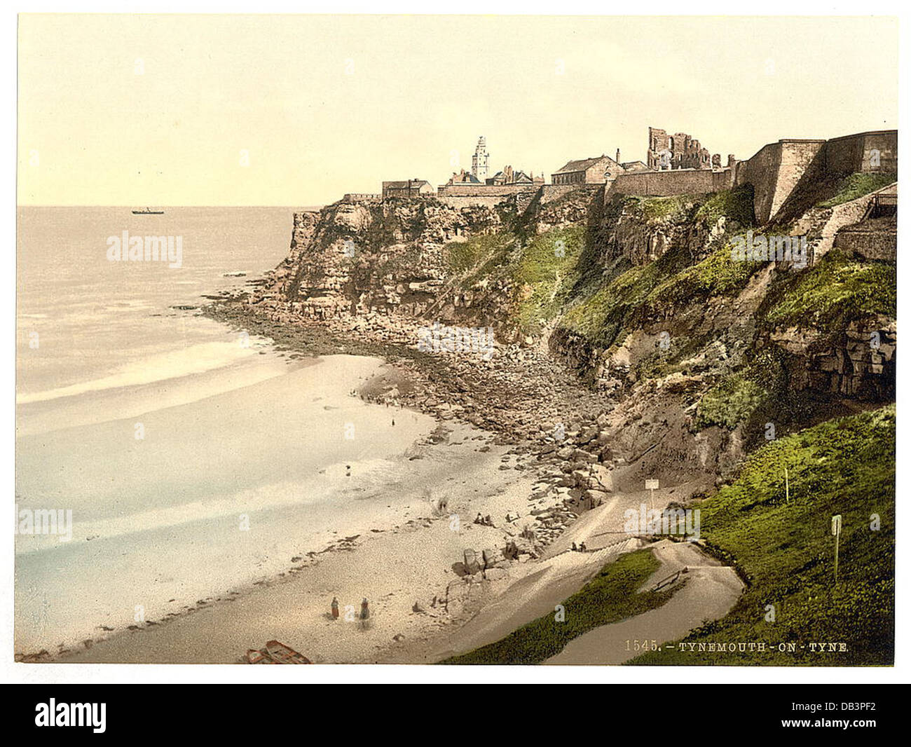 This historical photograph captures a view of Tynemouth, located in ...