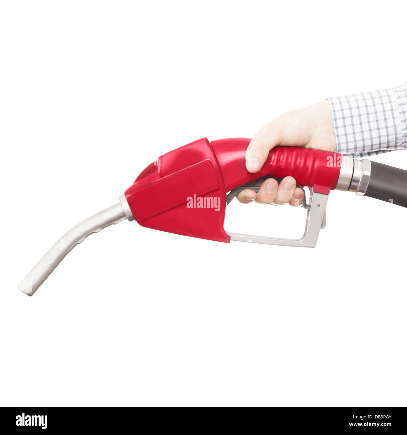 Red color gun from the fuel pump isolated on white Stock Photo - Alamy