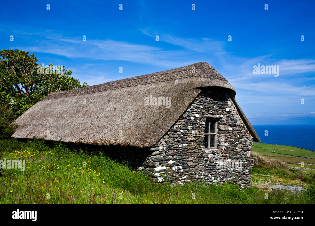 Historic site, 19th Century thatched Famine cottage with a thatched ...