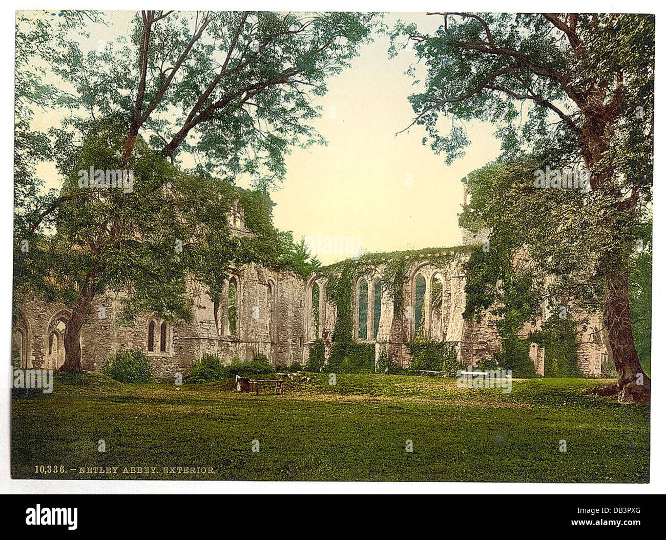 This image showcases the exterior of Netley Abbey, located in England ...