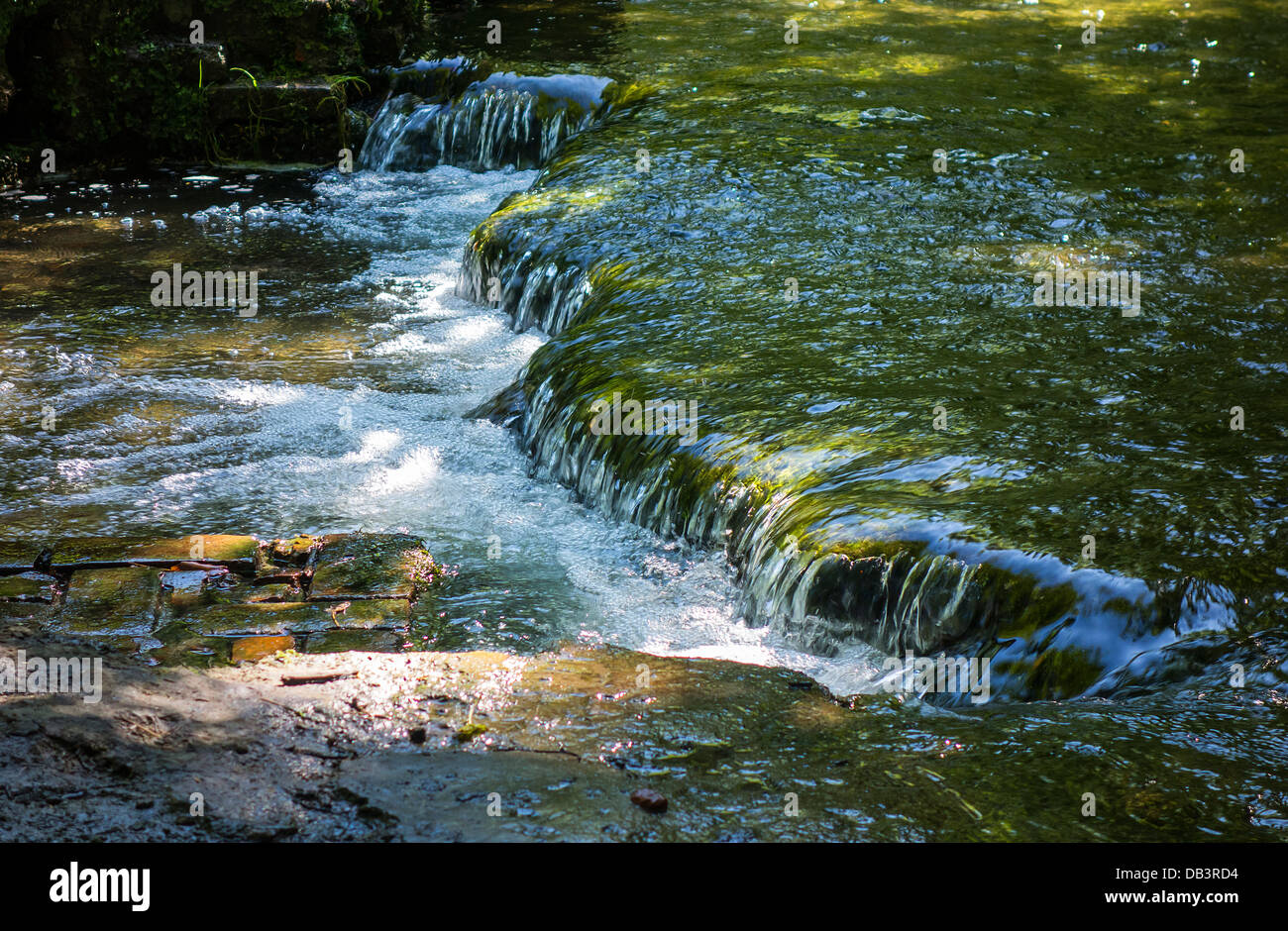 Waterfall derelict mill stream Kearsney Abbey Dover Stock Photo - Alamy