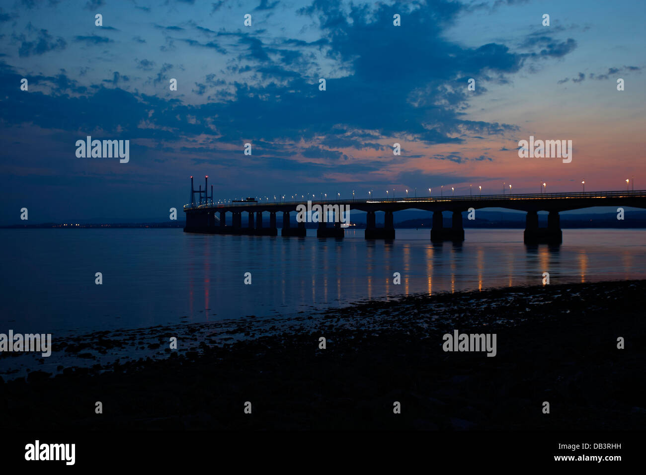 Dusk at the Severn Bridge, Second Severn Crossing in July with sunset ...