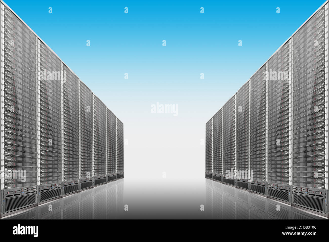 Server room on blue background - illustration Stock Photo - Alamy