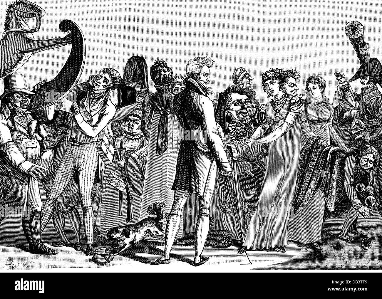 festivities, New Years Eve, New Years Eve, early 19th century, wood ...