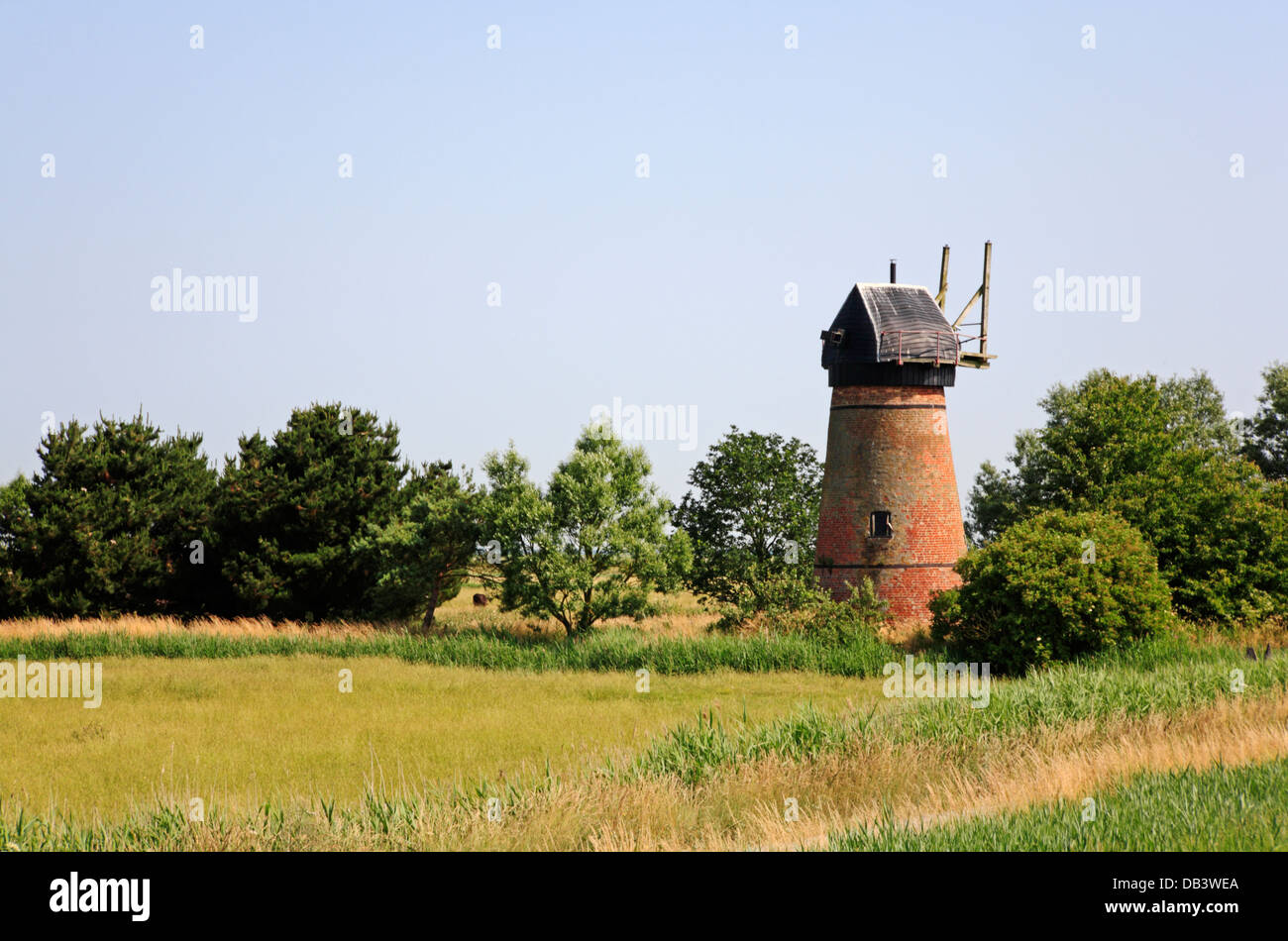 A view of the disused Toft Monks Drainage Mill by the Chedgrave Marshes ...