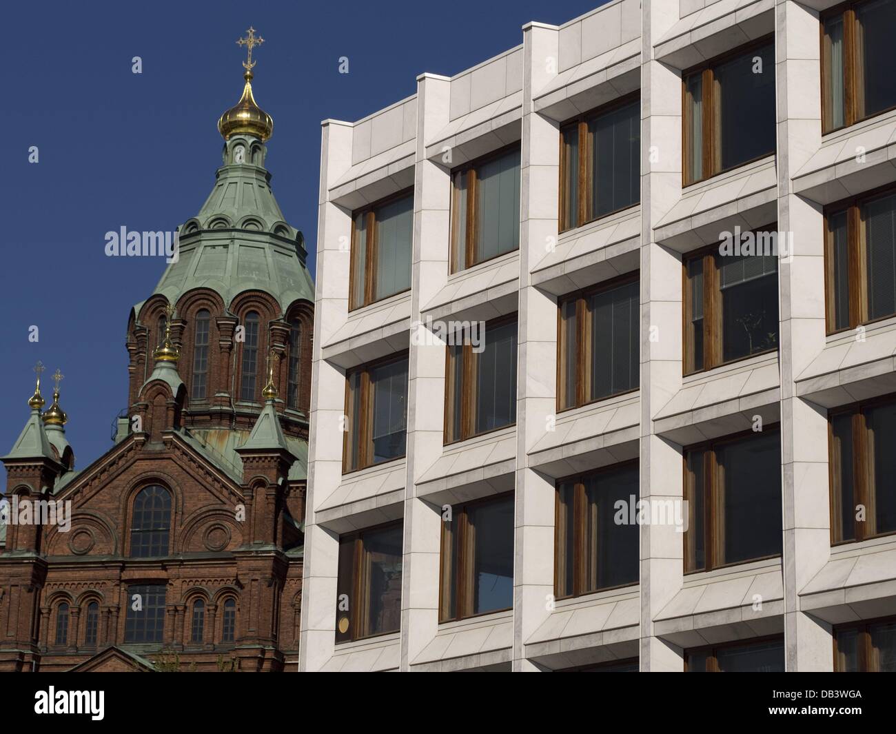 June 14, 2012 - Helsinki, Finland - Old and new building facades, side ...