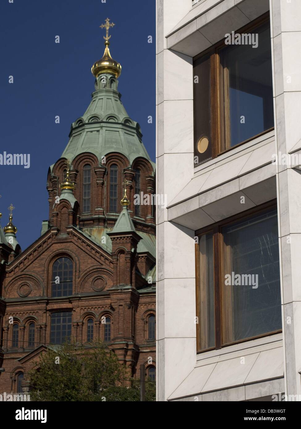 June 14, 2012 - Helsinki, Finland - Old and new building facades, side ...