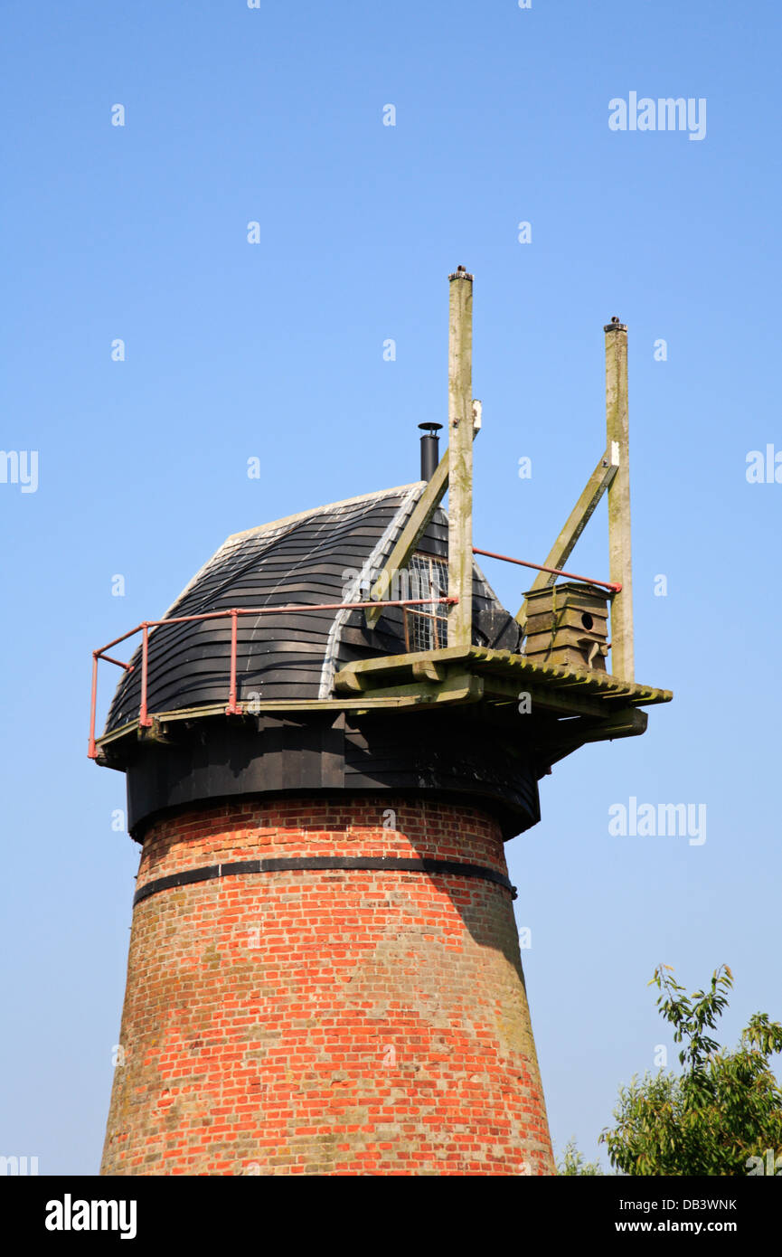 A view of the Norfolk boat-shaped cap of Toft Monks Drainage Mill by ...