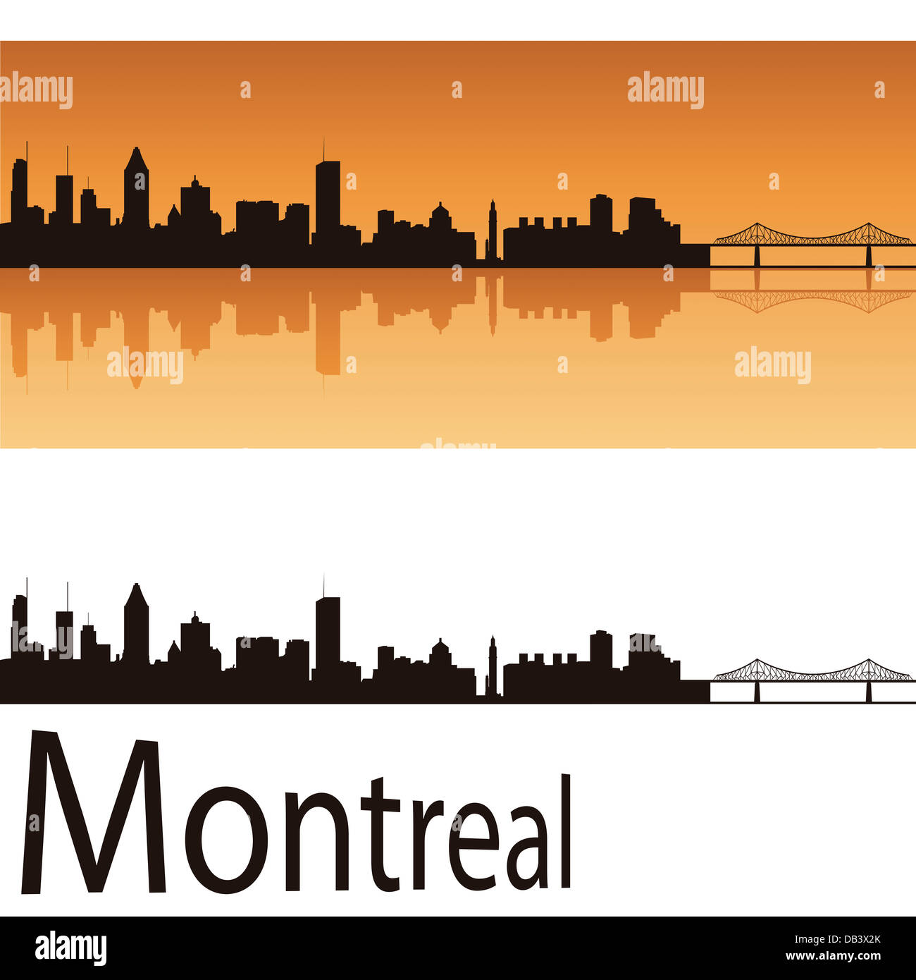 Montreal skyline in orange background Stock Photo - Alamy