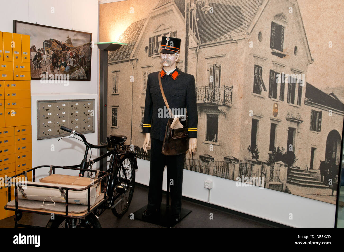 Mannequin of old postman, Postage Stamp Museum, Vaduz, Liechtenstein ...