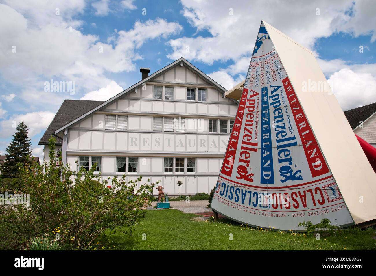 Stand-up ads cheese and restaurant building of Cheese factory, Stein ...