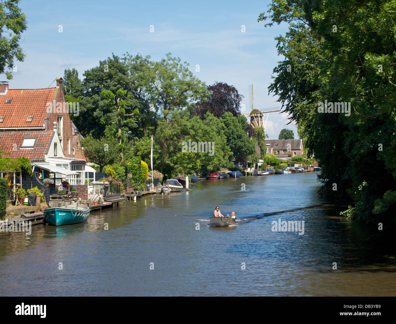 idyllic river scene in Loenen aan de Vecht, Utrecht, the Netherlands ...
