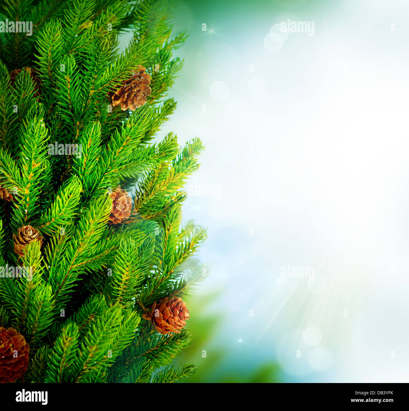Christmas Tree Border Design over Green Blurred background Stock Photo ...