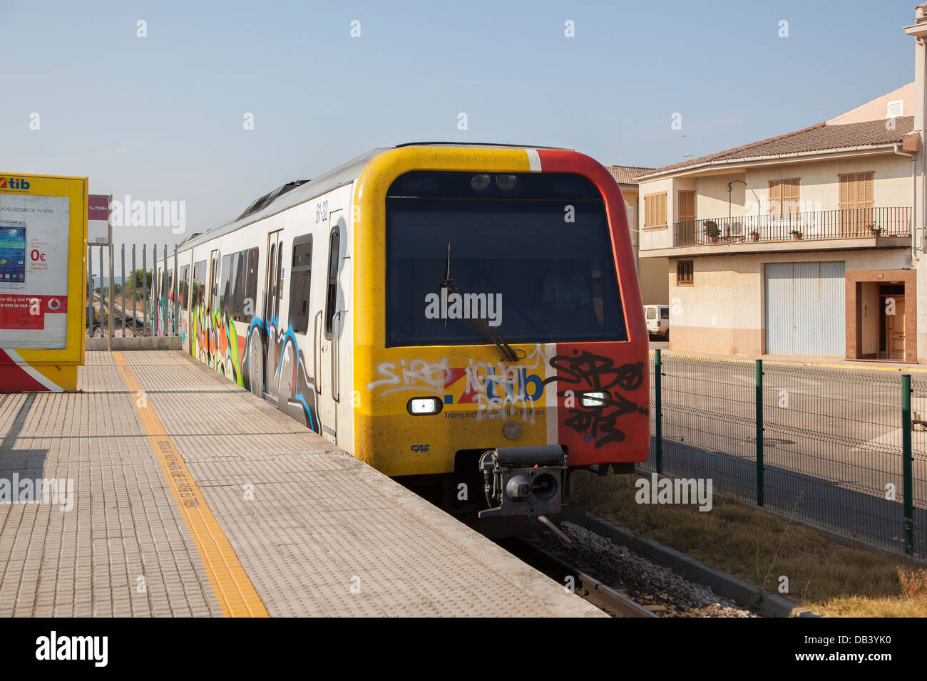 Sa Pobla Railway station on the TIB rail network on the Island of ...