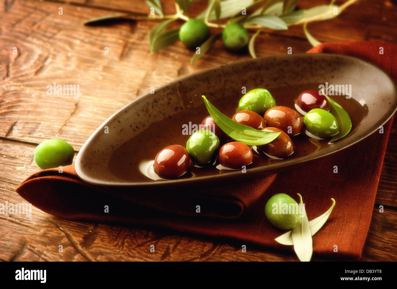 Green olives virgin olive hi-res stock photography and images - Alamy