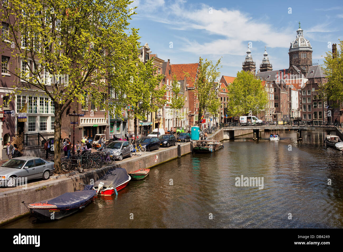 City of Amsterdam cityscape by the canal in Netherlands, North Holland ...