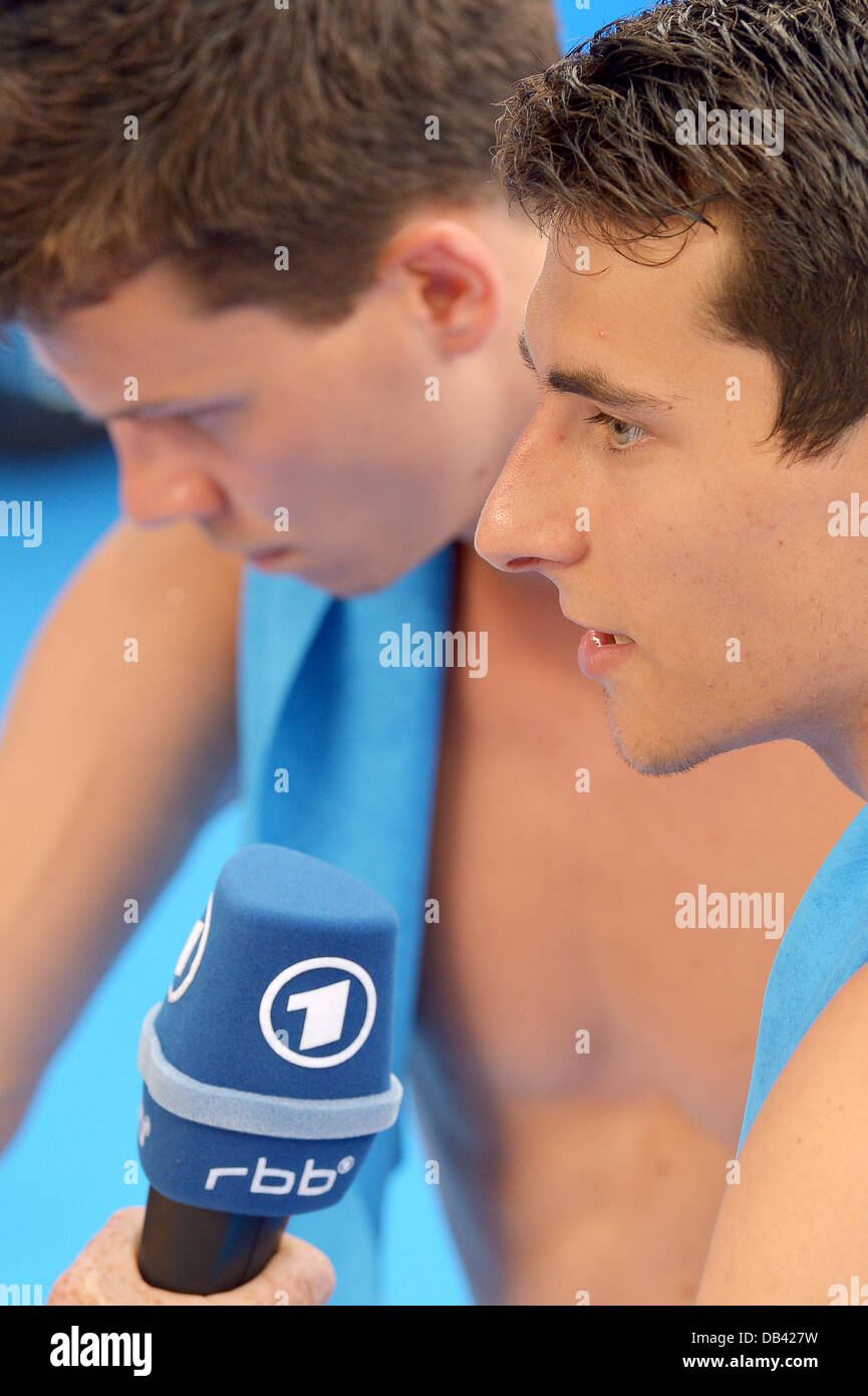 Barcelona, Spain. 23rd July, 2013. Patrick Hausding (L) and Stephan ...