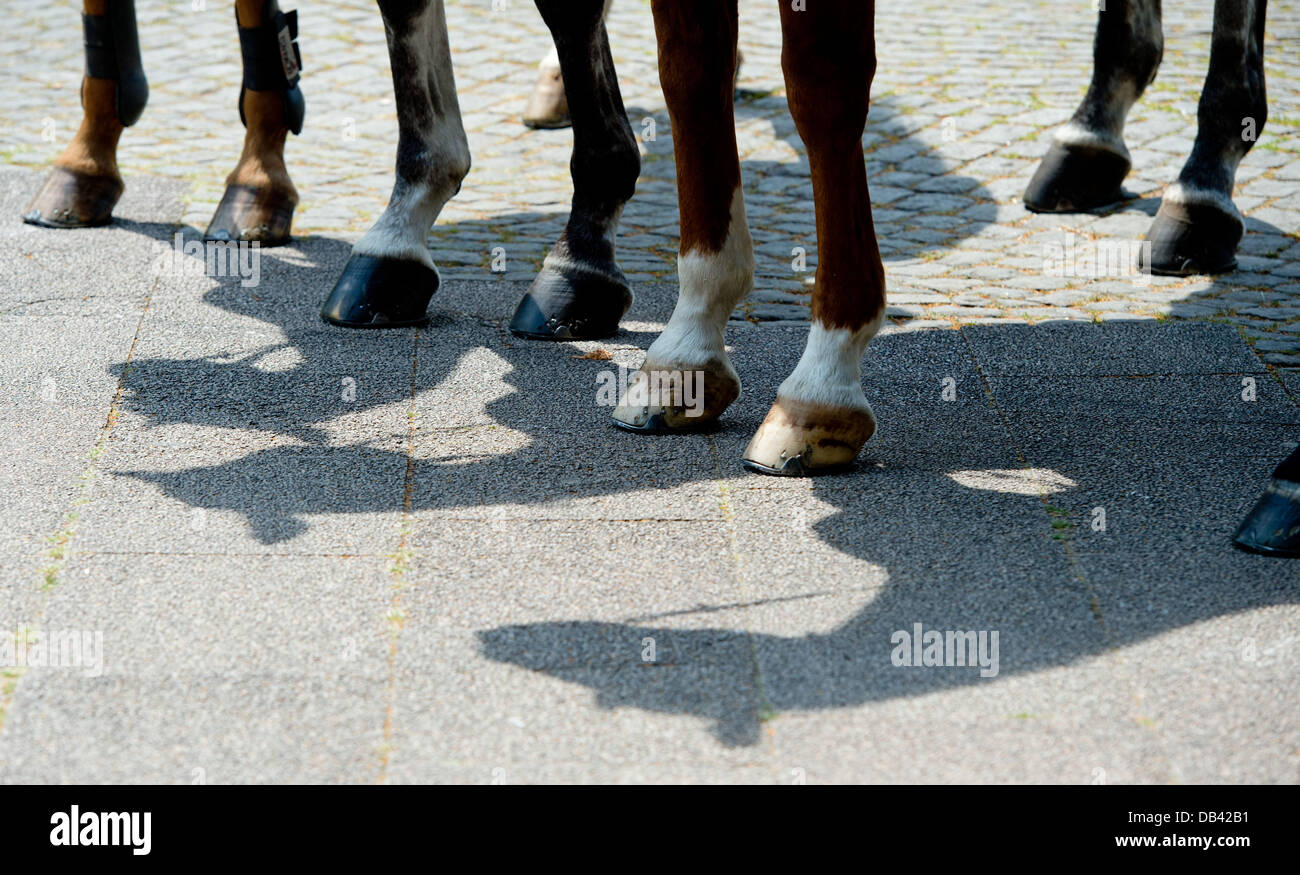 Mounted Hesse police officers are pictured in Fulda, Germany, 16 July ...