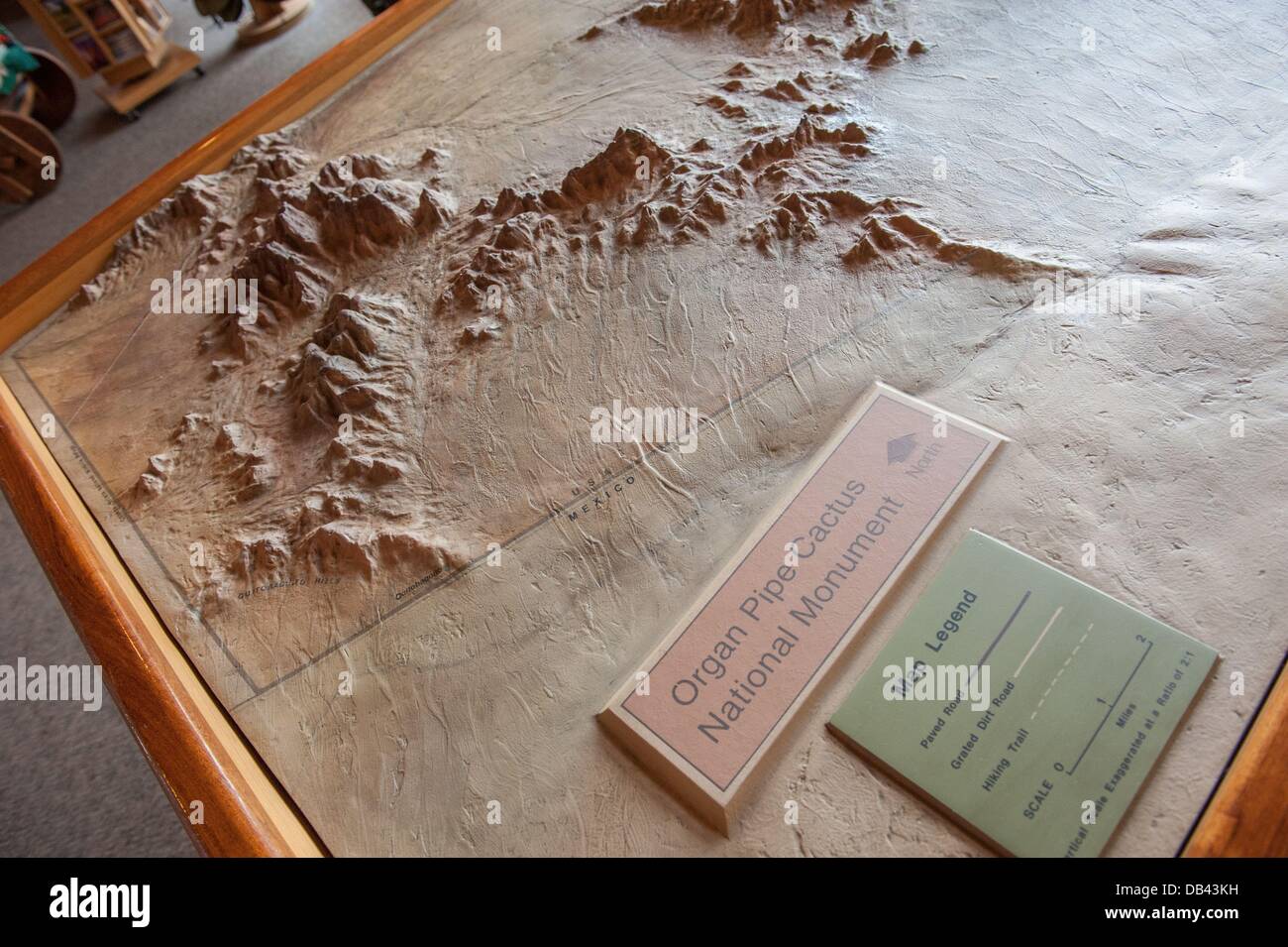 June 13, 2013 - Lukeville, Arizona, United States - A relief map of ...