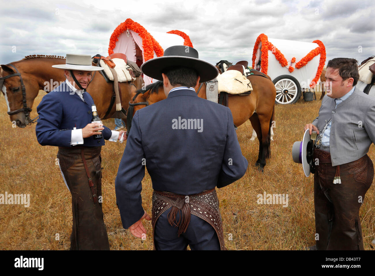 Horsemen dressed in Andalusian style making the Catholic pilgrimage to ...