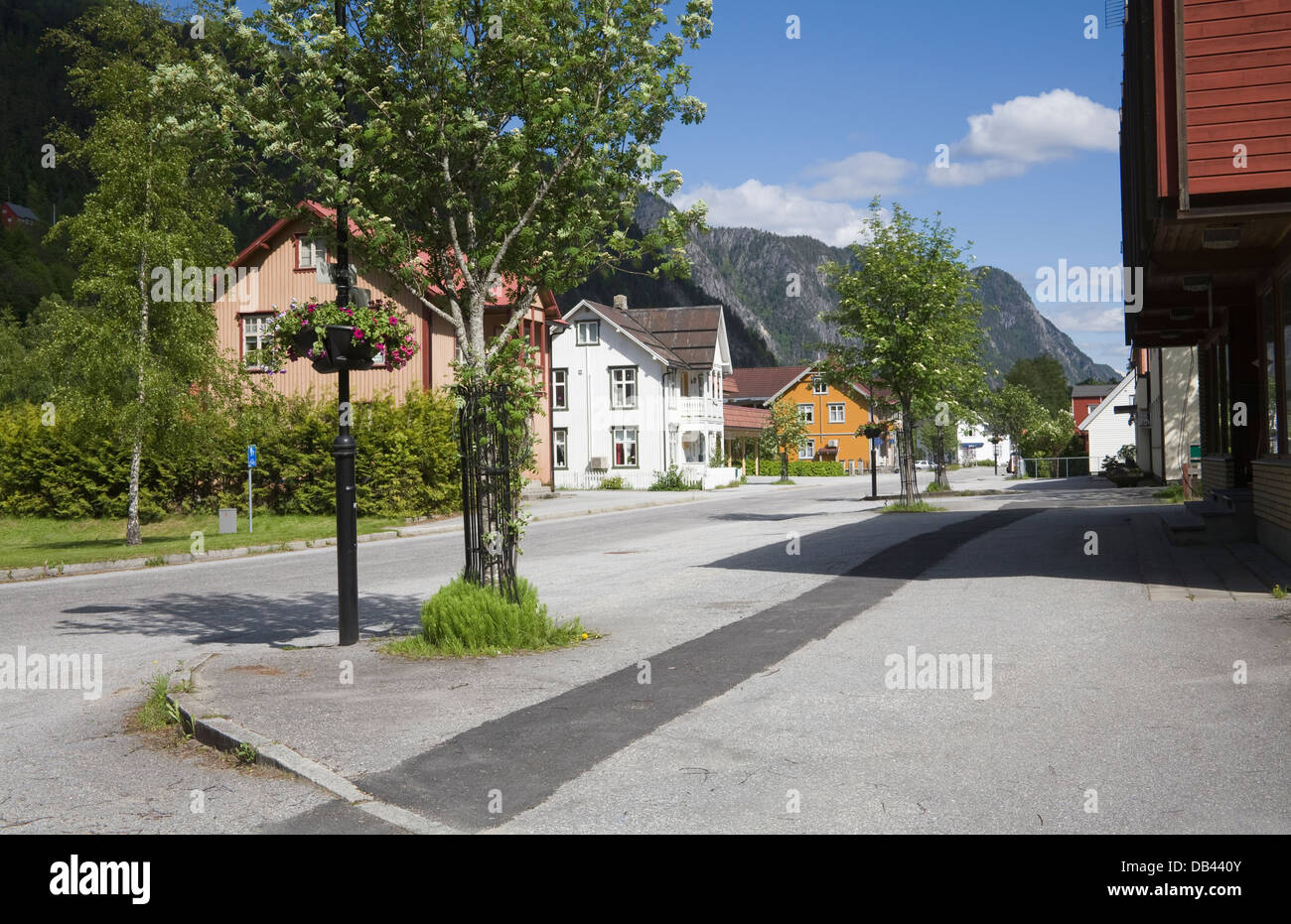 Dalen Telemark Norway Europe View along main street of town popular for ...