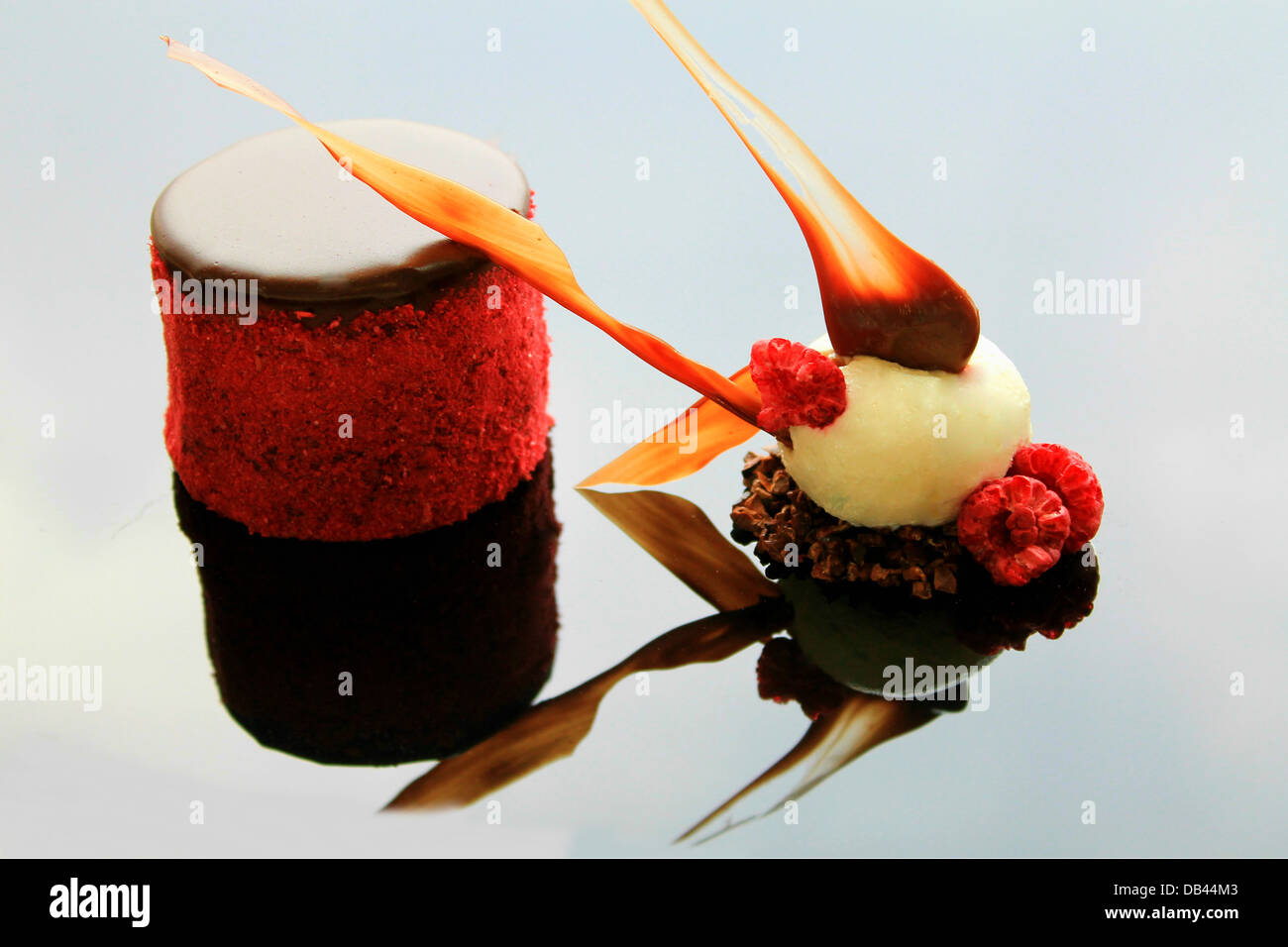 Chocolate and Raspberry Delice, Buttermilk Ice Cream Stock Photo - Alamy