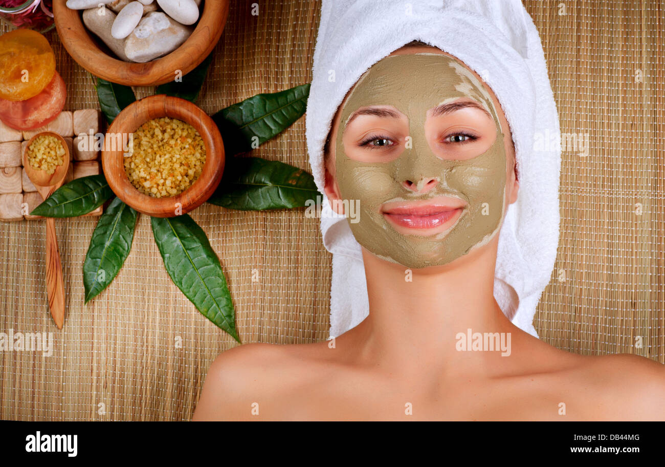 Spa Mud Mask. Woman in Spa Salon Stock Photo - Alamy