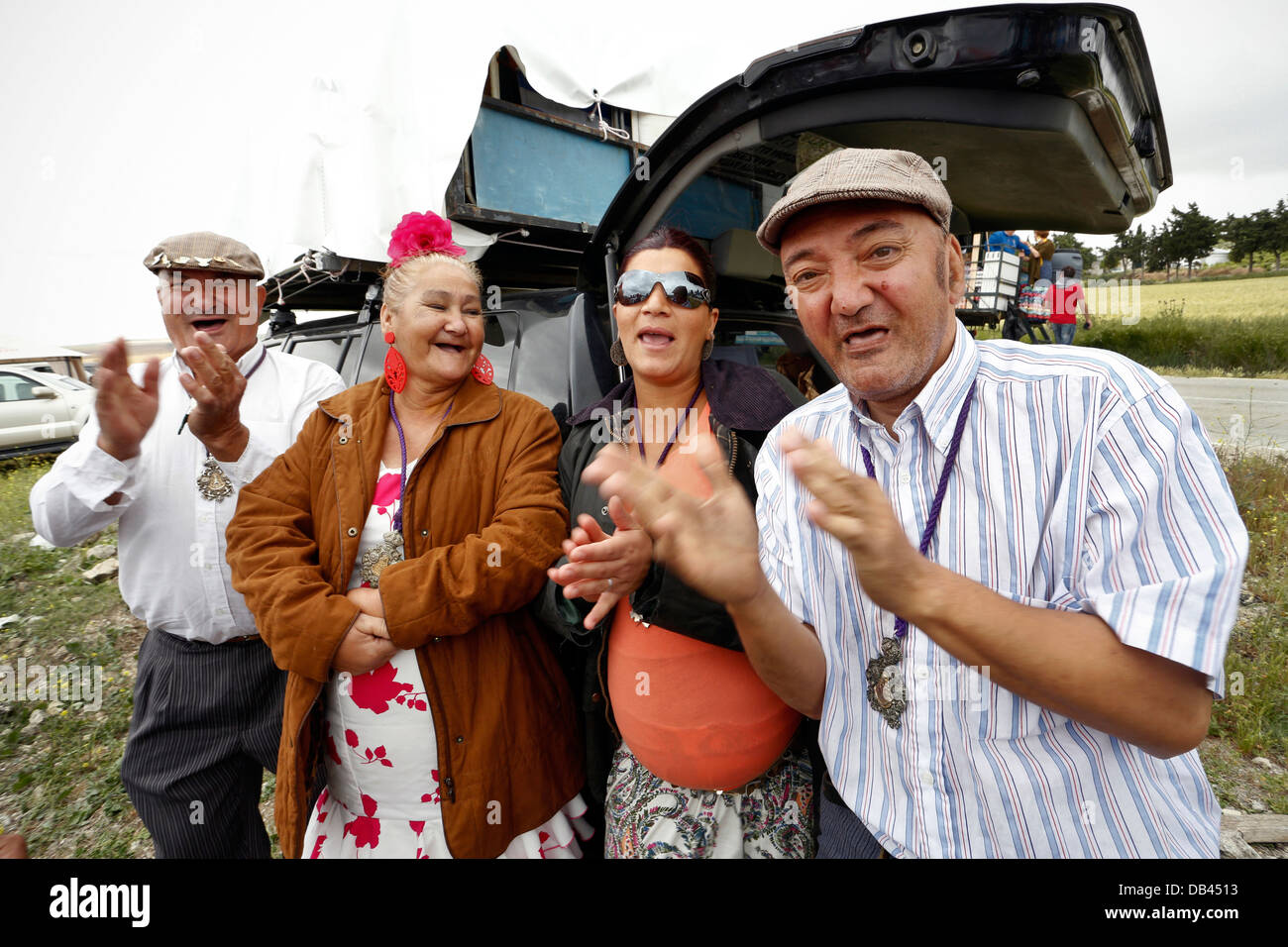 Spanish family relatives singing gypsy flamenco songs in Andalusia ...