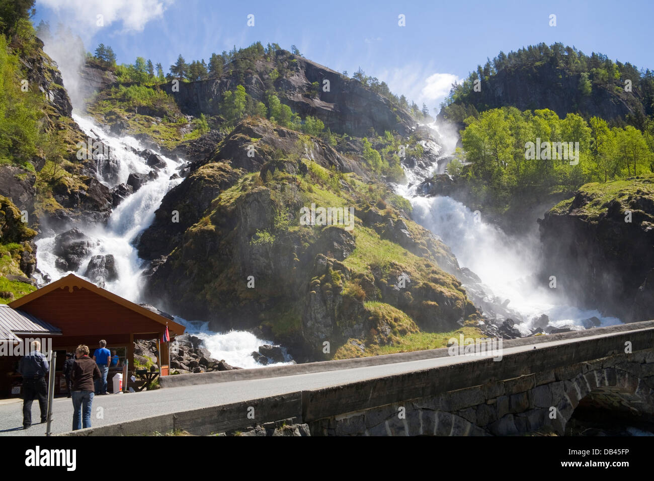 Odda Norway Europe Latefosse waterfall consists of two separate streams ... Odda Norway Europe Latefosse waterfall consists of two separate streams ...