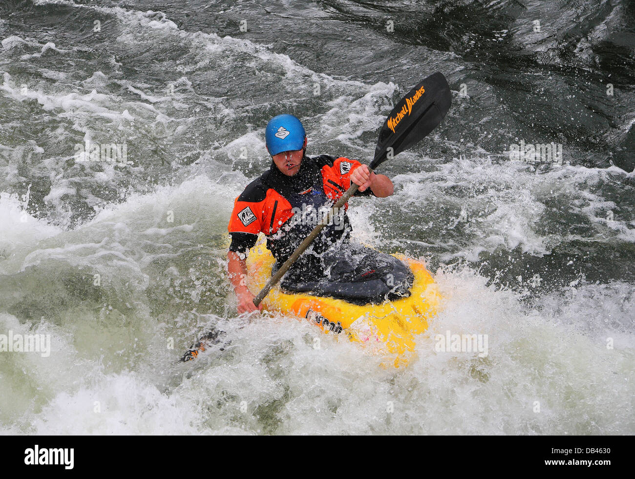 Man Kayaking on whitewater rapids Stock Photo - Alamy