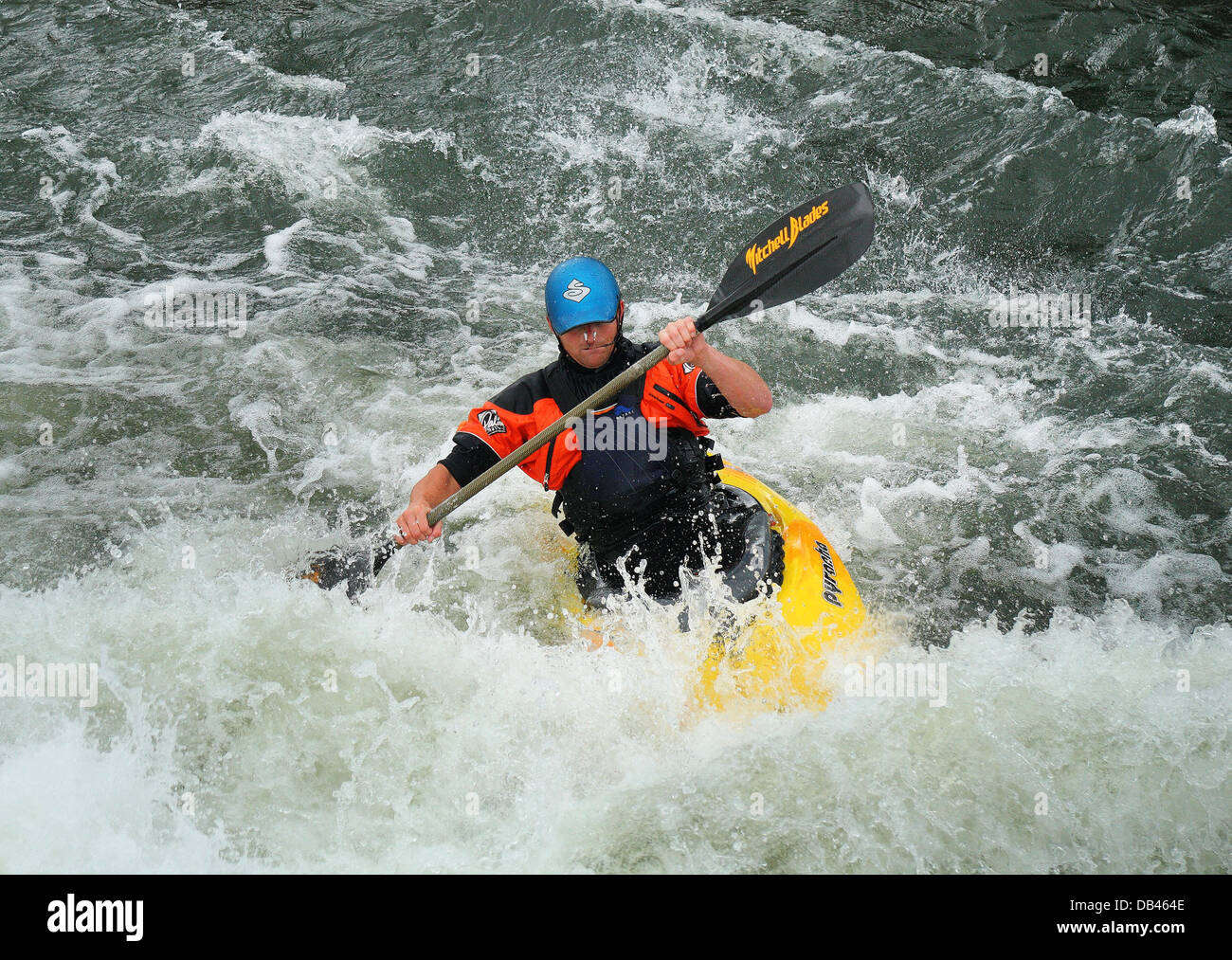 Man Kayaking on whitewater rapids Stock Photo - Alamy