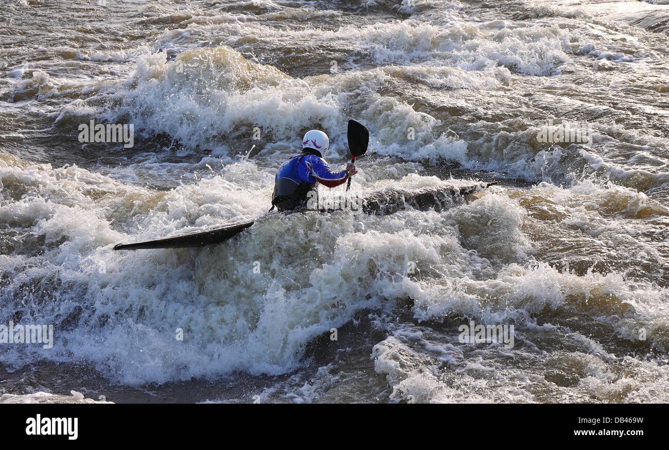 Man Kayaking on whitewater rapids Stock Photo - Alamy