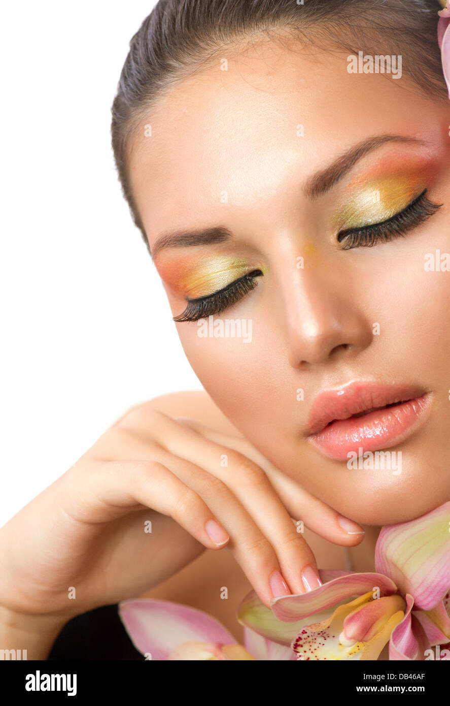 Beautiful Woman Face. Perfect Makeup Stock Photo - Alamy