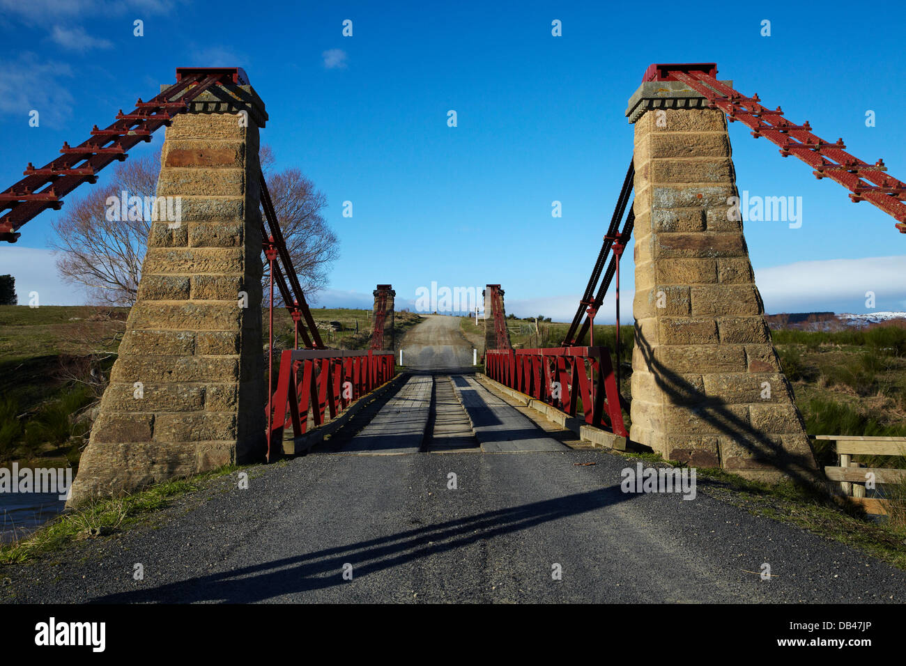 Historic Suspension Bridge, Taieri River, Sutton, Otago, South Island ...